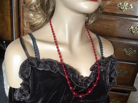 Antique Graduated Translucent Bohemian Ruby Red Smoot Gem Antique Graduated Translucent Bohemian Ruby Red Smoot Gem