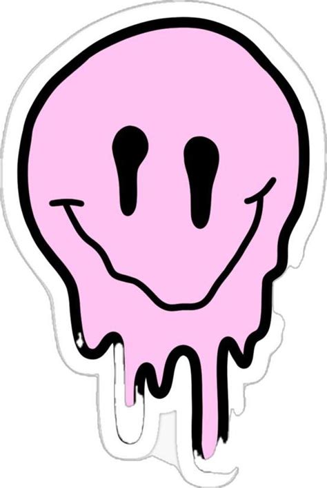 Pastel Pink Drippy Smiley Face Sticker For Sale By Zarapatel