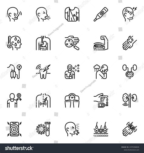 Diseases Icons Cough Alcoholism Gadget Addiction Stock Vector Royalty