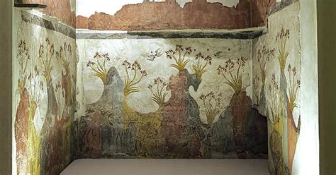 Spring Fresco Found In Ancient Akrotiri A Minoan Town On The Island Of