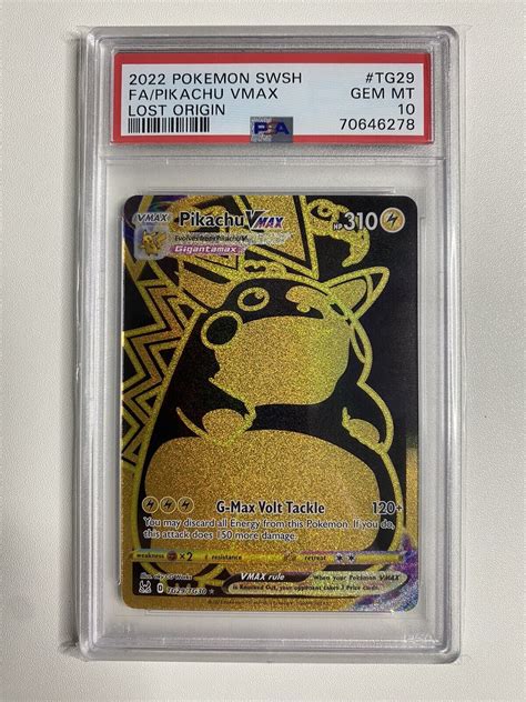 2022 Pokemon Lost Origin Pikachu Vmax Tg29tg30 Gold Full Art Psa 10
