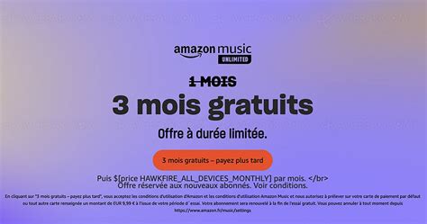 Amazon Music Unlimited Gratuit Pendant 3 Mois