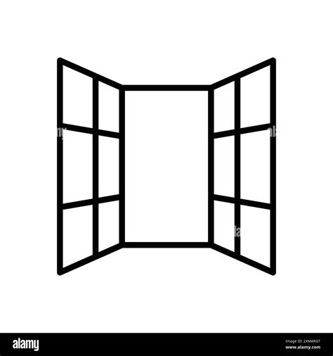 Open Windows Icon Linear Logo Mark Set Collection In Black And White