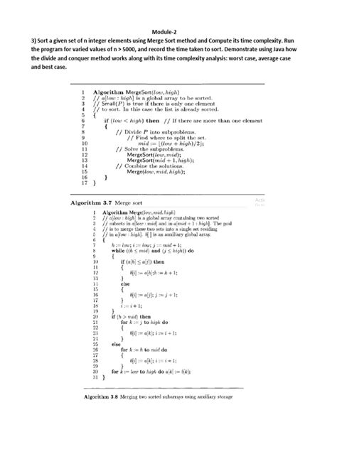 Module 2 3 And 4 Lab Programs Merge Sort Pdf Integer Computer Science Algorithms