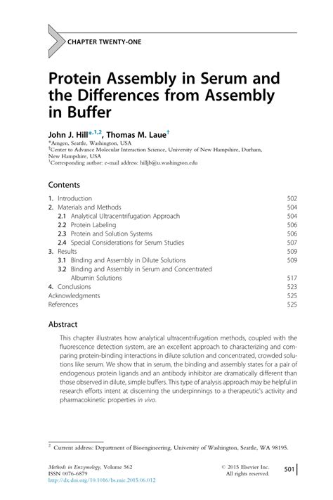 Pdf Protein Assembly In Serum And The Differences From Assembly In Buffer