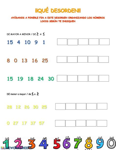 Orden numérico Ficha interactiva
