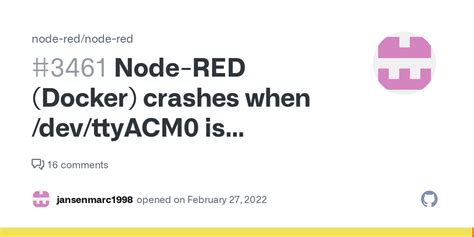 Node Red Docker Crashes When Devttyacm0 Is Configured In Flow