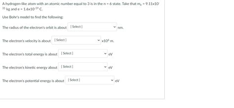 Solved Drogen Like Atom With An Atomic Number Equal To 3 Is