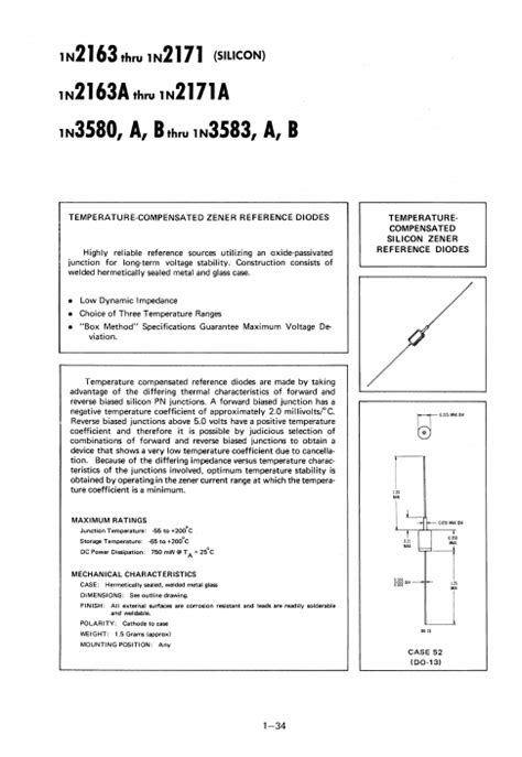 1N3583A Motorola DIODES Hoja de datos Ficha técnica Distribuidor