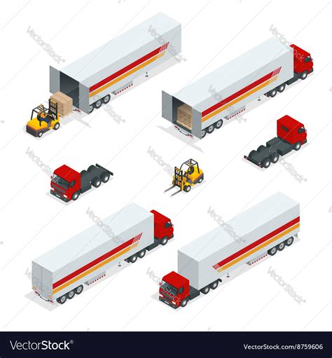 Trucks Isometric Transport Commercial Royalty Free Vector