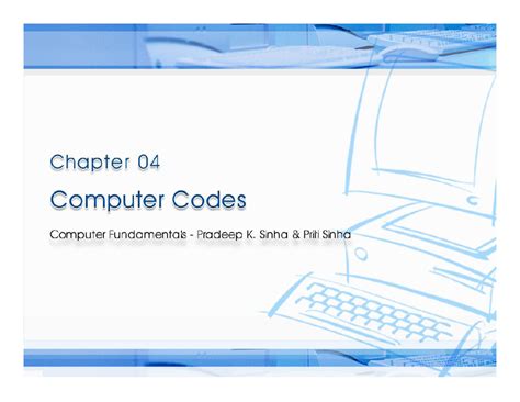 Chapter Computer Codes I N T H Is Ch A Pt E R You W Ill Le A R N A Bou T Com Put Er Dat