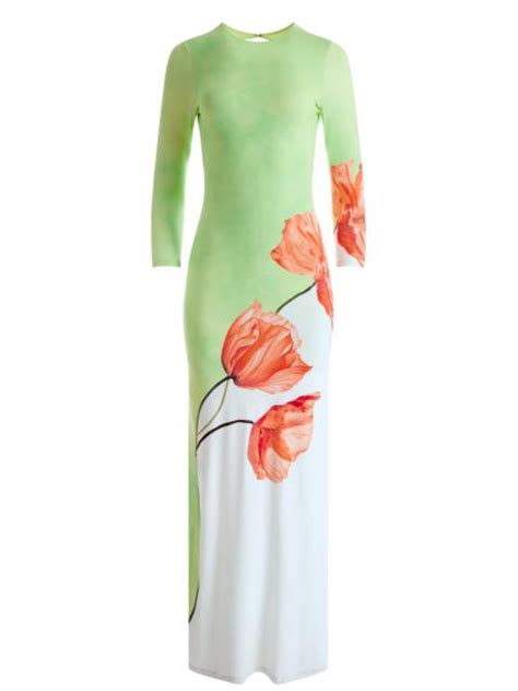 Alice Olivia DELORA OPEN BACK CREW NECK MAXI DRESS REVERSIBLE