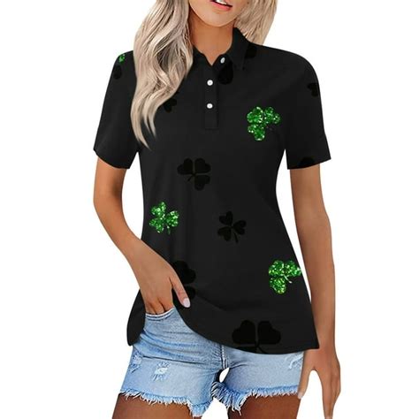 Biziza Golf Polos Women Shamrock St Patricks Day Green Button Down 2025