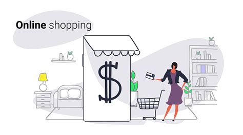 여자 모바일 응용 프로그램을 사용 하 여 온라인 시장 쇼핑 개념 여성 고객 들고 트롤리 카드 스마트폰 화면 현대 거실 인테리어