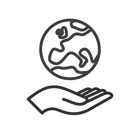 Hand Holding Planet Earth Linear Vector Icon Save The Planet Earth