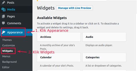 cara memasang widget di wordpress mudah dan cepat