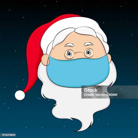 Santa Claus Memakai Topeng Medis Konsep Natal 2020 Ilustrasi Vektor