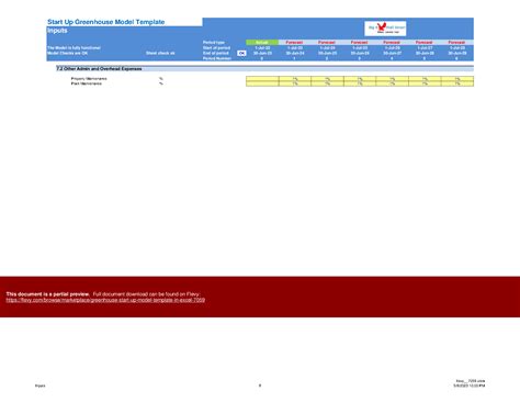 Greenhouse Start Up Model Template In Excel Excel XLS