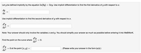 Let Y Be Defined Implicitly By The Equation