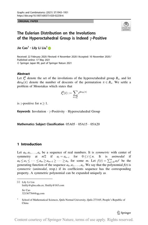 The Eulerian Distribution On The Involutions Of The Hyperoctahedral