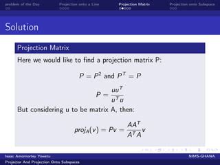 Projectors And Projection Onto Subspaces PDF