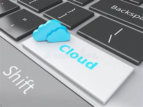 3d cloud on computer keyboard cloud computing concept stock