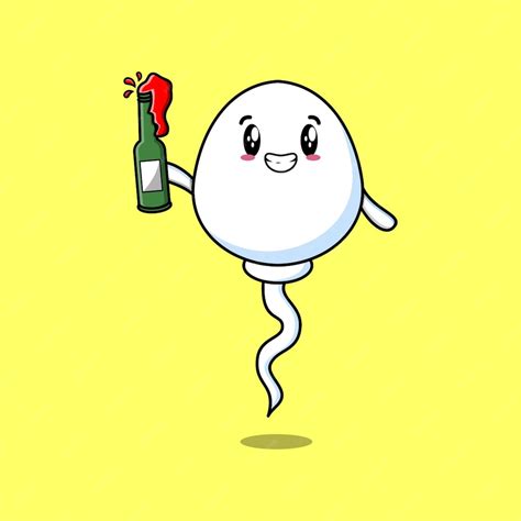 premium vector cute cartoon character sperm with soda bottle in