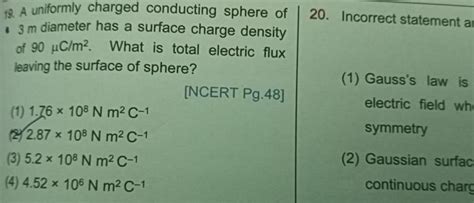 [answered] 19 A Uniformly Charged Conducting Sphere Of 20 Incorrect Kunduz