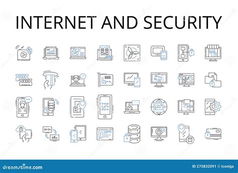 Internet And Security Line Icons Collection Cybersecurity Online Protection Web Security