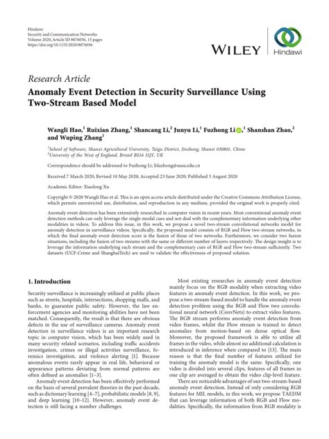pdf anomaly event detection in security surveillance using two stream