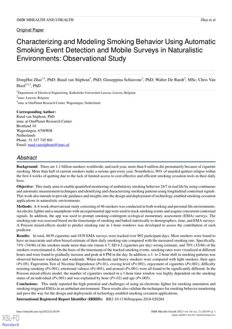 pdf characterizing and modeling smoking behavior using automatic