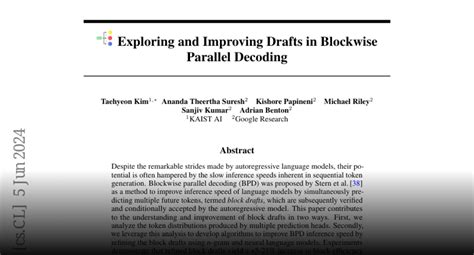 Paper Page Towards Fast Inference Exploring And Improving Blockwise