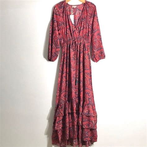 Chaudry Red Paisley Boho Maxi Dress Sz Xl In 2024 Boho Maxi Dress