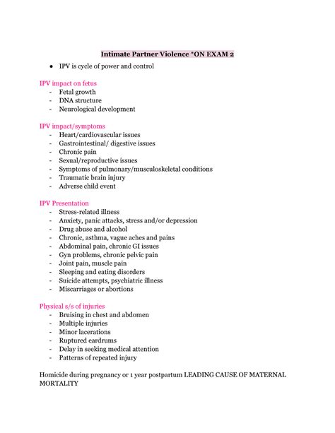 Ob20exam202 For Nursing Ob Class Intimate Partner Violence On