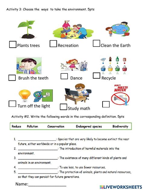 Environment Online Exercise For 5ºb Live Worksheets