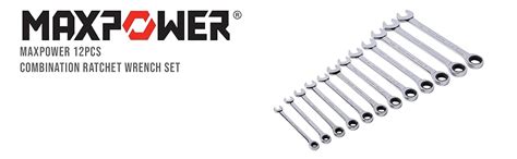 MAXPOWER PCS Combination Ratchet Wrench Set Industrial Grade Open End Metric CR V Spanner