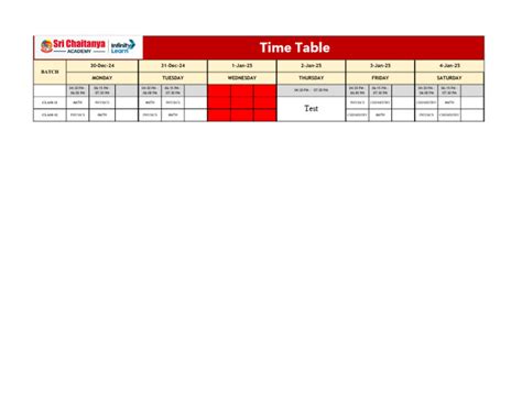 Time Table Class 11 And 12 30 Dec To 04 Jan Pdf