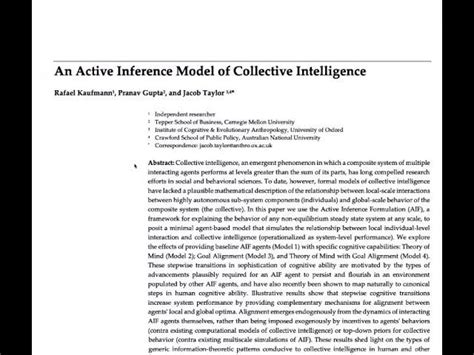 An Active Inference Model Of Collective Intelligence By R Kaufman P