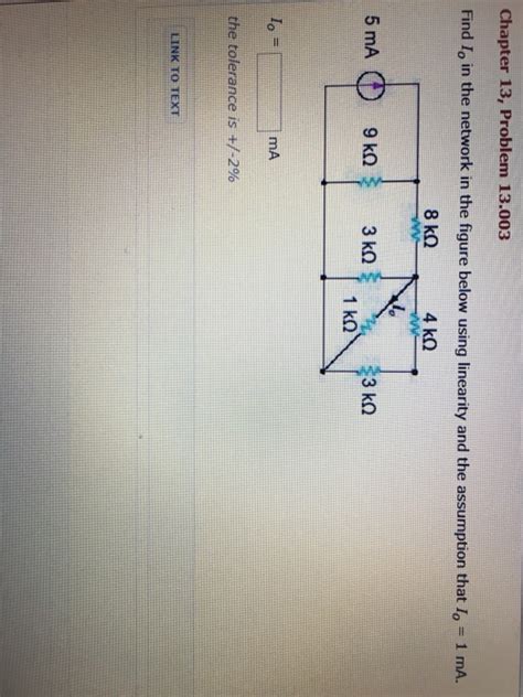 solved chapter 13 problem 13 003 find io in the network in