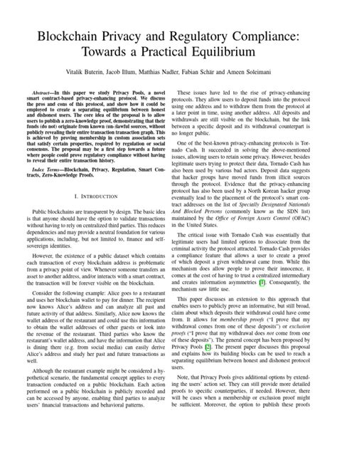 Blockchain Privacy And Regulatory Compliance Sept 2023 Pdf Cryptography Secure Communication