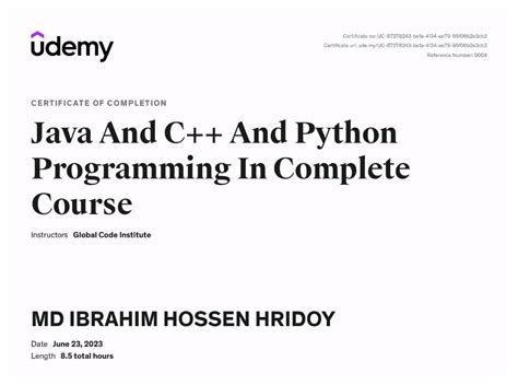 Md Ibrahim Hossen Hridoy On Linkedin Udemy Udemycourse C Java Python