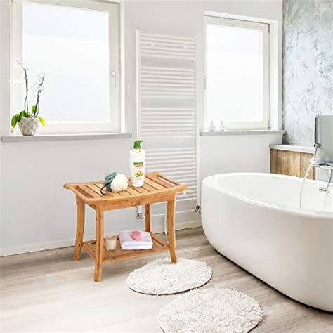 Oasiscraft Bamboo Shower Bench Seat With Free Soap Dish 24 Waterproof