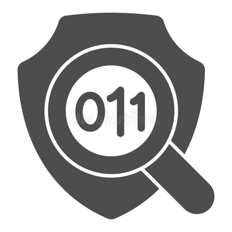 Data With Magnifier On Emblem Solid Icon Data Encryption Concept