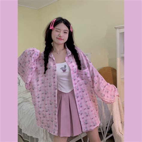 Sweet Japanese Pink Plaid Blouse Kawaii Fashion Shop Cute Asian