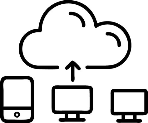 cloud data synchronization with devices and cloud icons concept as