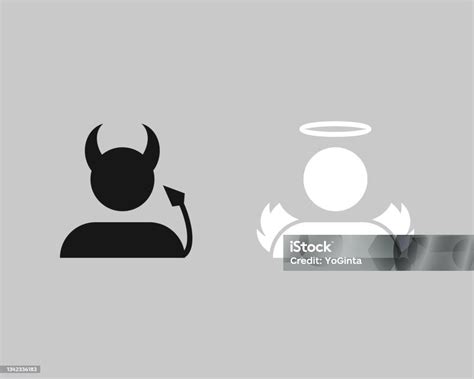 악마와 천사 아바타 아이콘 나쁜 좋은 부정적이고 긍정적 개념에 대한 스톡 벡터 아트 및 기타 이미지 개념 개념과 주제