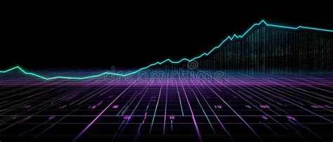 Abstract Futuristic Data Visualization With An Upward Trend Line On A Black Background Stock