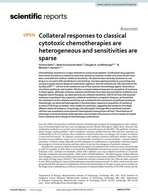 Pdf Collateral Responses To Classical Cytotoxic Chemotherapies Are