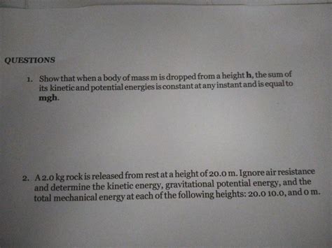 Solved QUESTIONS Show That When A Body Of Mass M Is Chegg