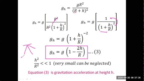 Variation In Gravitational Acceleration G Due To Altitude Latitude And Depth Youtube